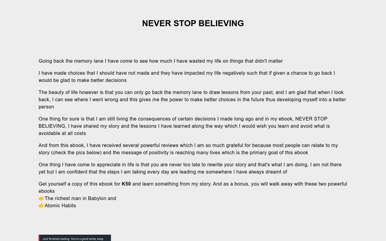 **NEVER STOP BELIEVING**